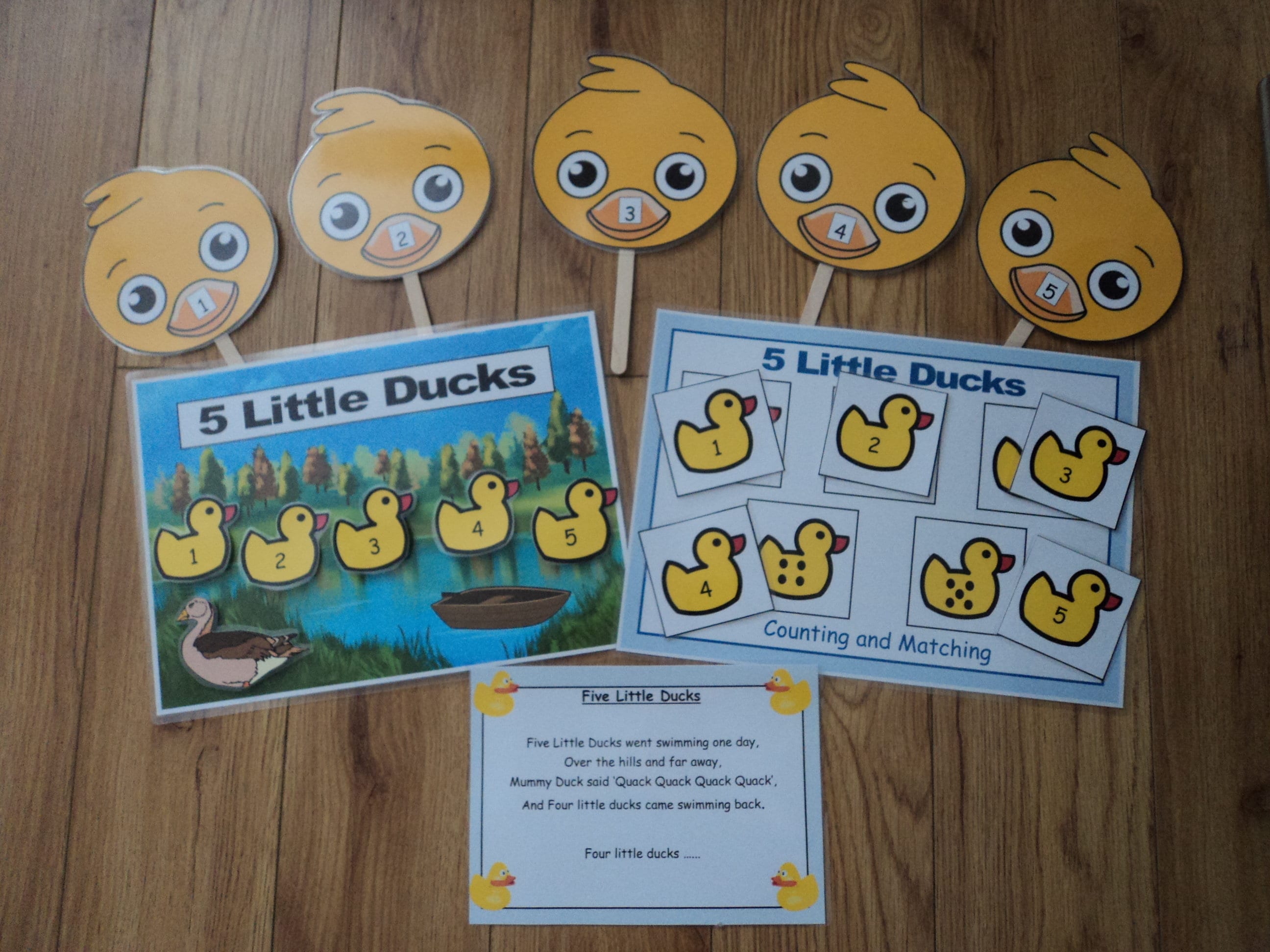 EYFS Nursery Rhyme 5 Little Ducks Fun Teaching Resource Childminder SEN Classroom Display Maths ...