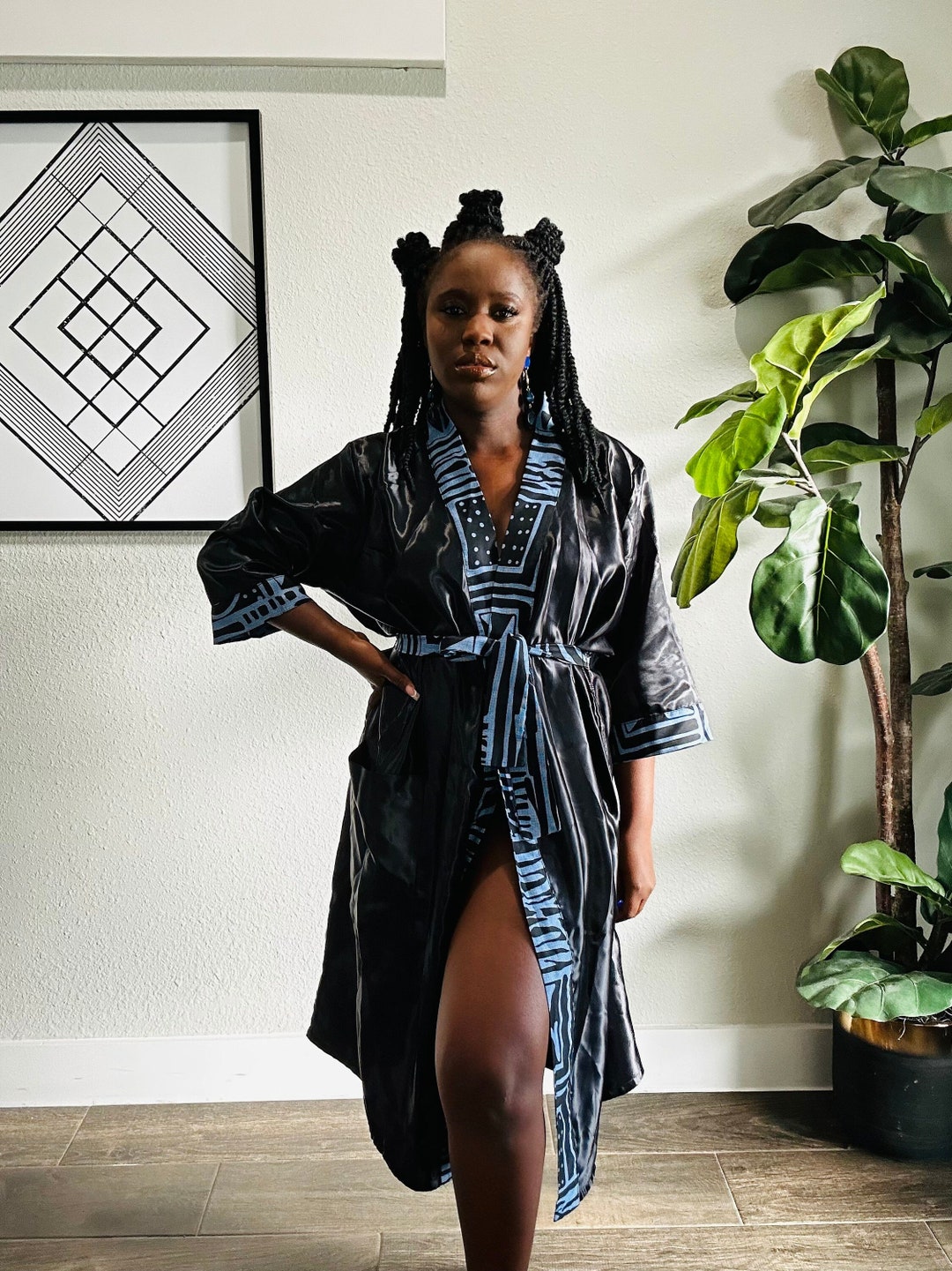 African Print Bridal Robe Lightweight Kimono Style for Brides ...