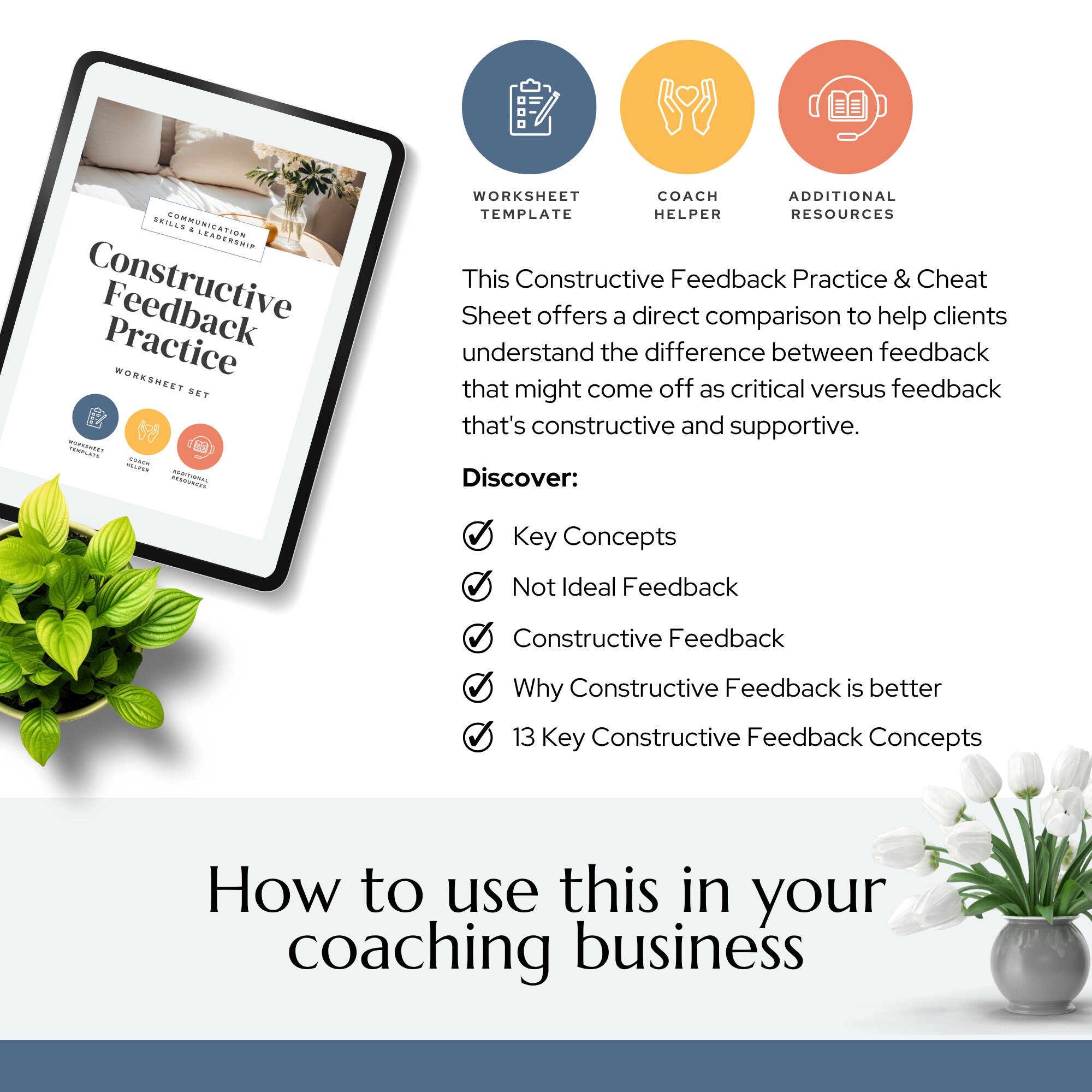 Coaching Worksheet Set Constructive Feedback Practice - Etsy
