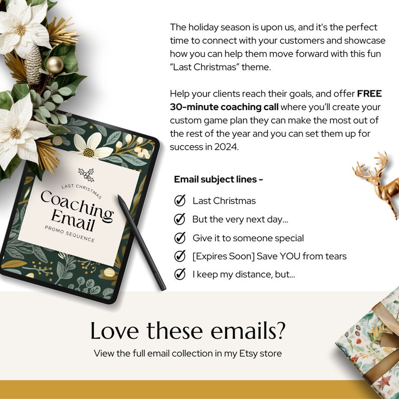 Christmas Coaching Promo Email Sequence | Coaching Swipe File | Nurture ...