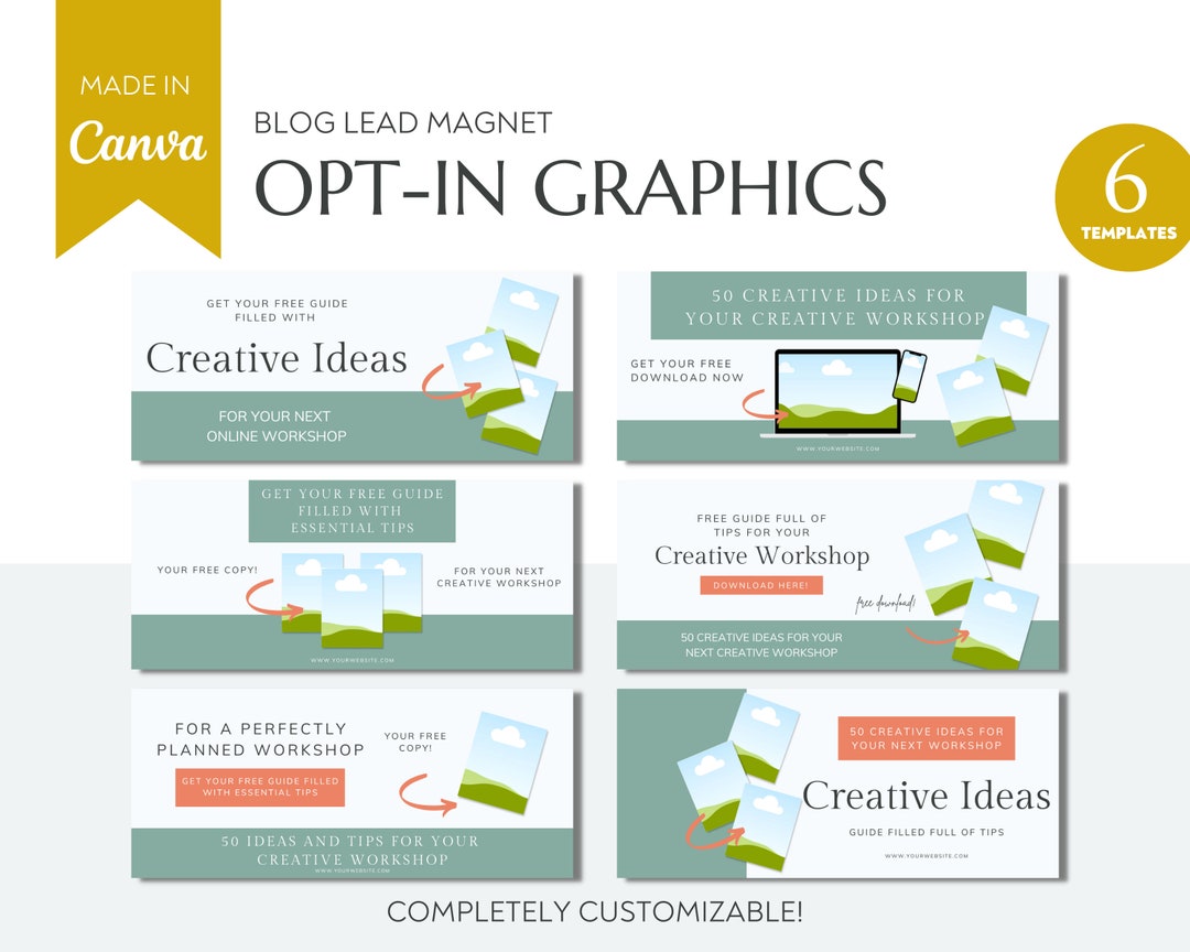 6 Blog Lead Magnet Opt-in Templates | Creative Lead Magnet Mockup ...