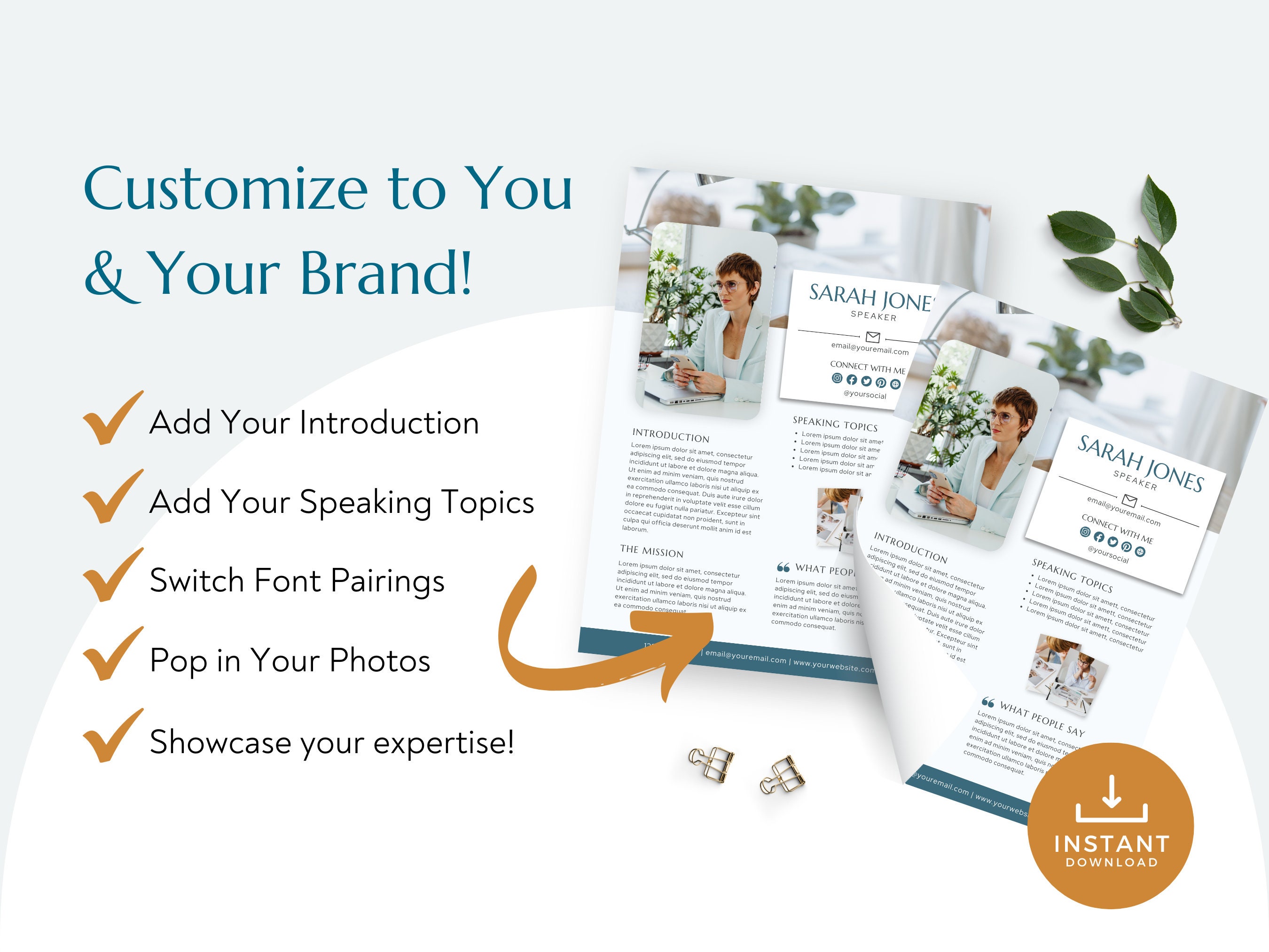 One Page Speaker Sheet | Podcast Guest Sheet | Summit Speaker Template ...