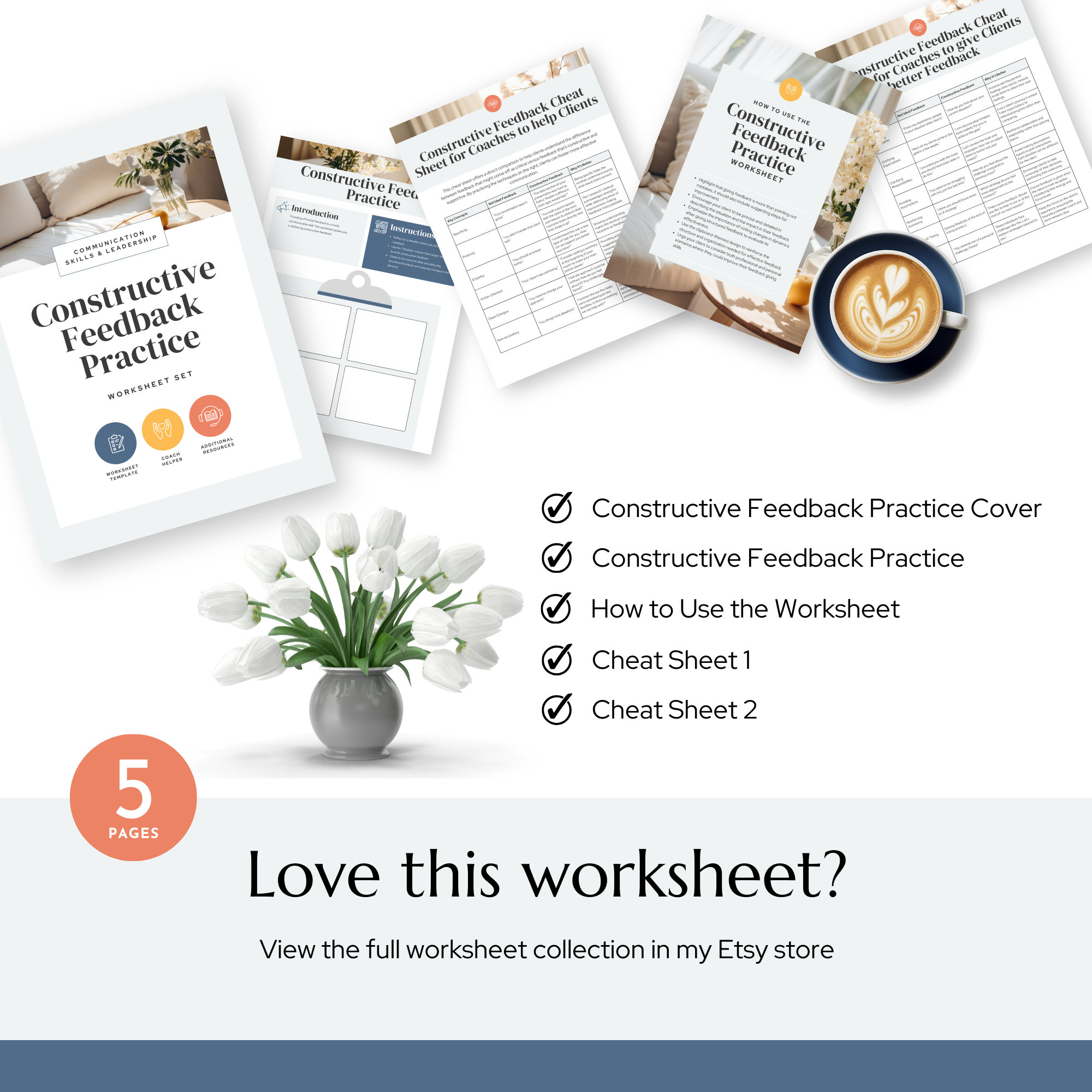Coaching Worksheet Set Constructive Feedback Practice - Etsy