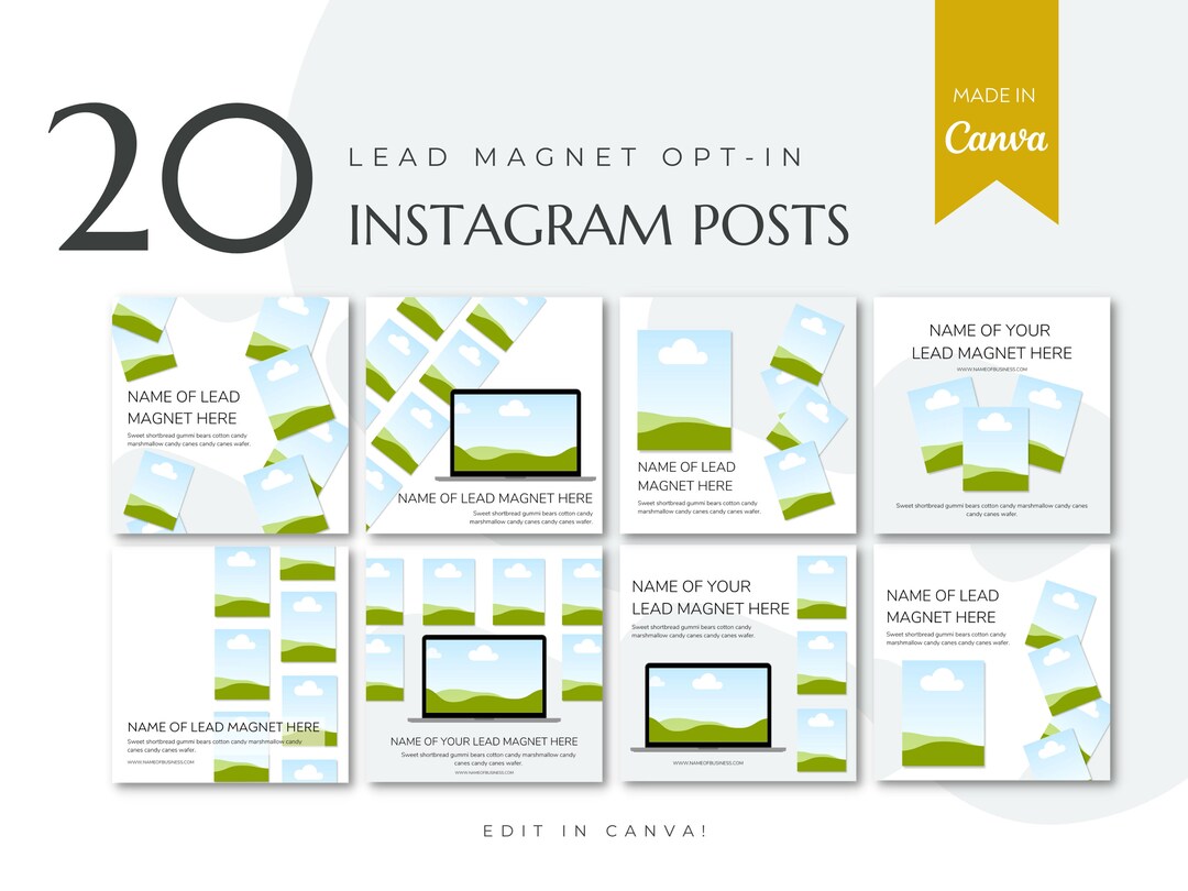 20 Instagram Lead Magnet Posts | Lead Magnet Mockup Templates | Sales ...