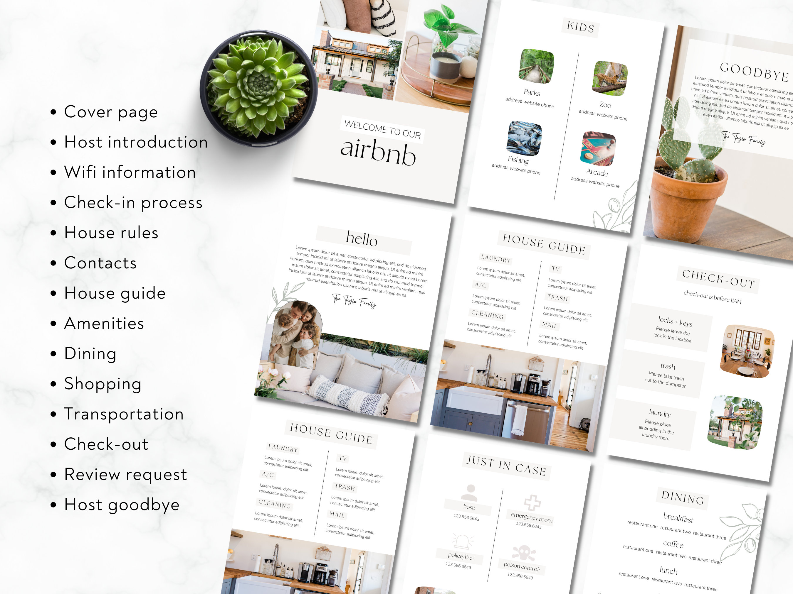 Airbnb Brochure, Welcome Guest Book, Guest Brochure, Bed & Breakfast ...