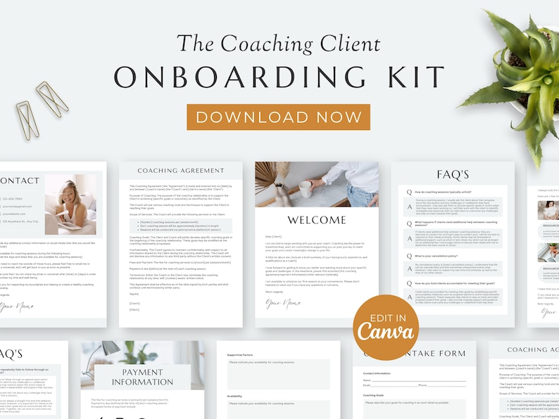 Coaching Client Onboarding Kit | Onboarding Kit | Coaching Template ...