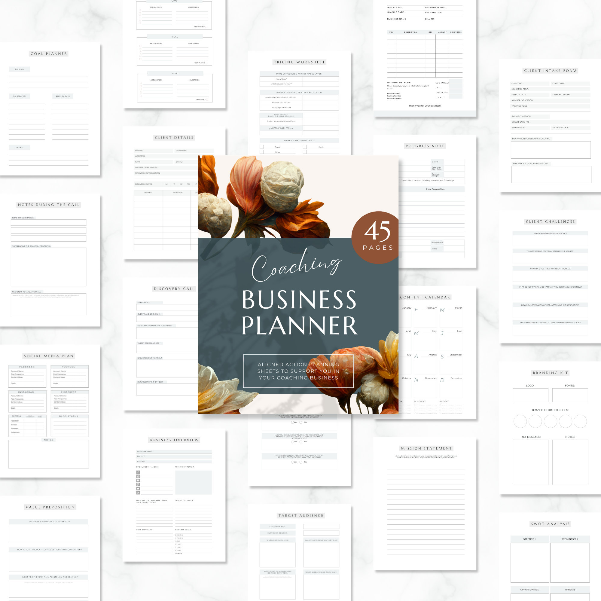 Coaching Business Planner | Printable Planner | Coaching Workbook ...