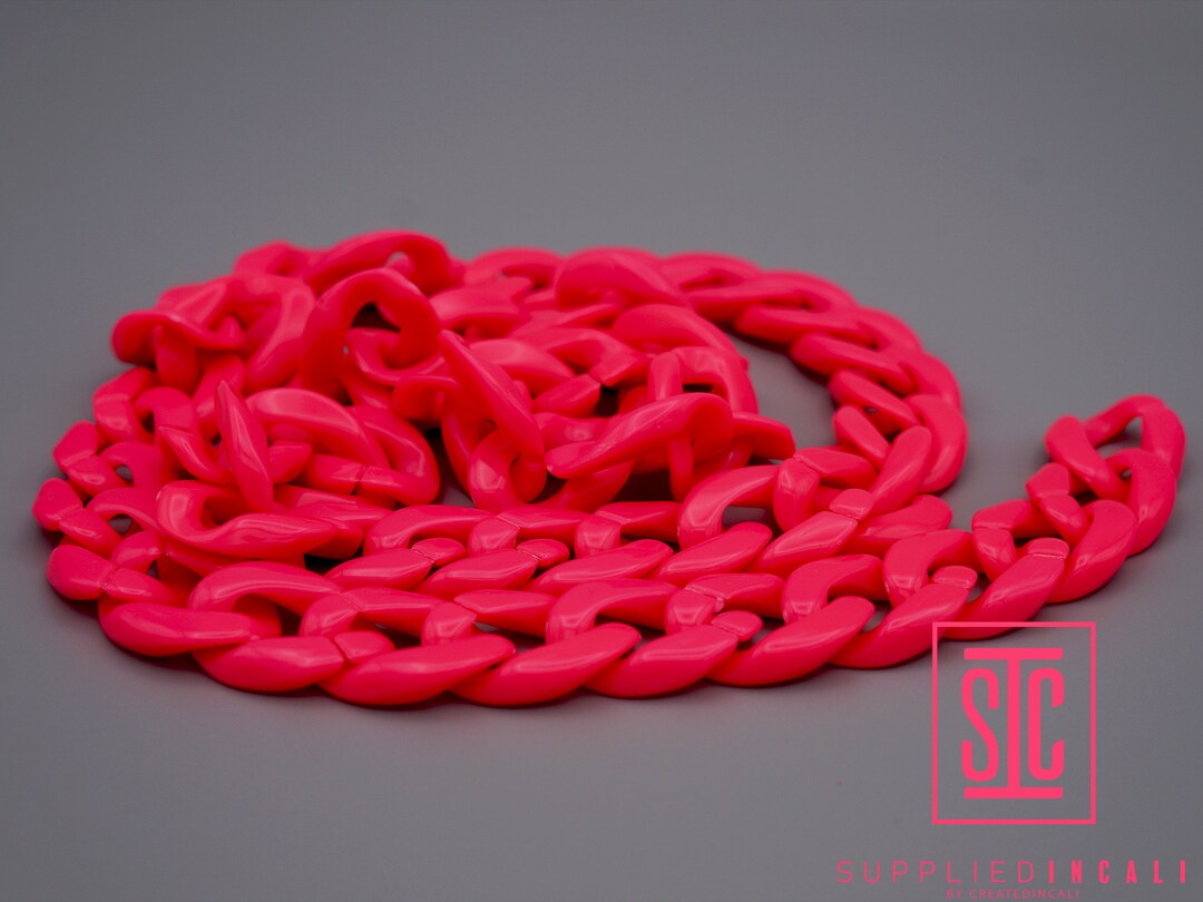 Hot Pink Acrylic Chain, Acrylic Links, Links for Necklace, Chain Trim ...