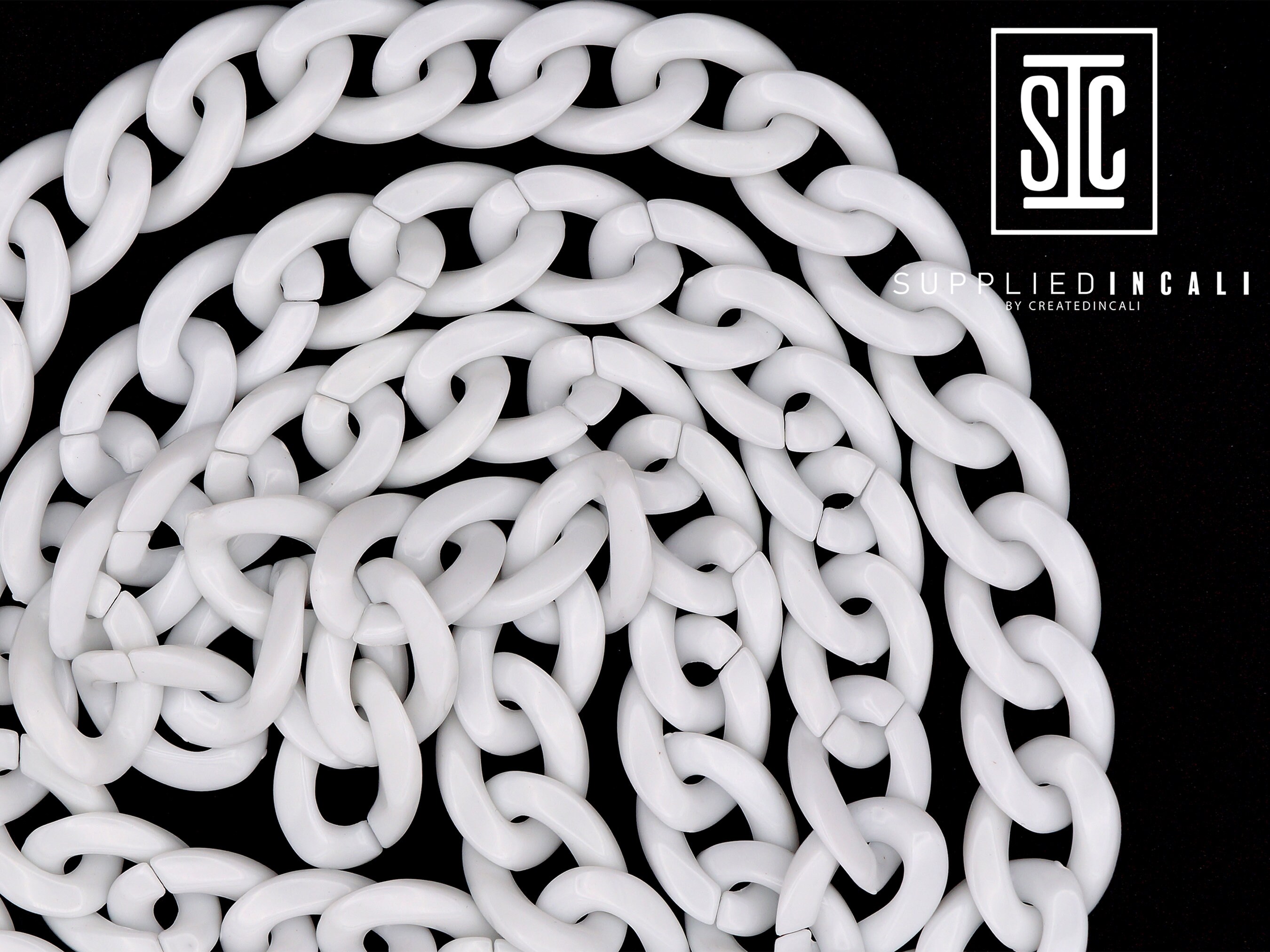 White Acrylic Link Chain, Plastic Chain Links, Links for Necklace ...