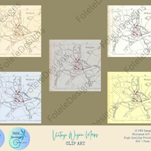 Vintage Wigan Map 15 Pngs | Junk Journal | Scrapbooking | Ephemera ...