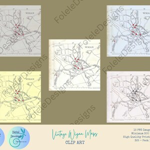 Vintage Wigan Map 15 Pngs | Junk Journal | Scrapbooking | Ephemera ...