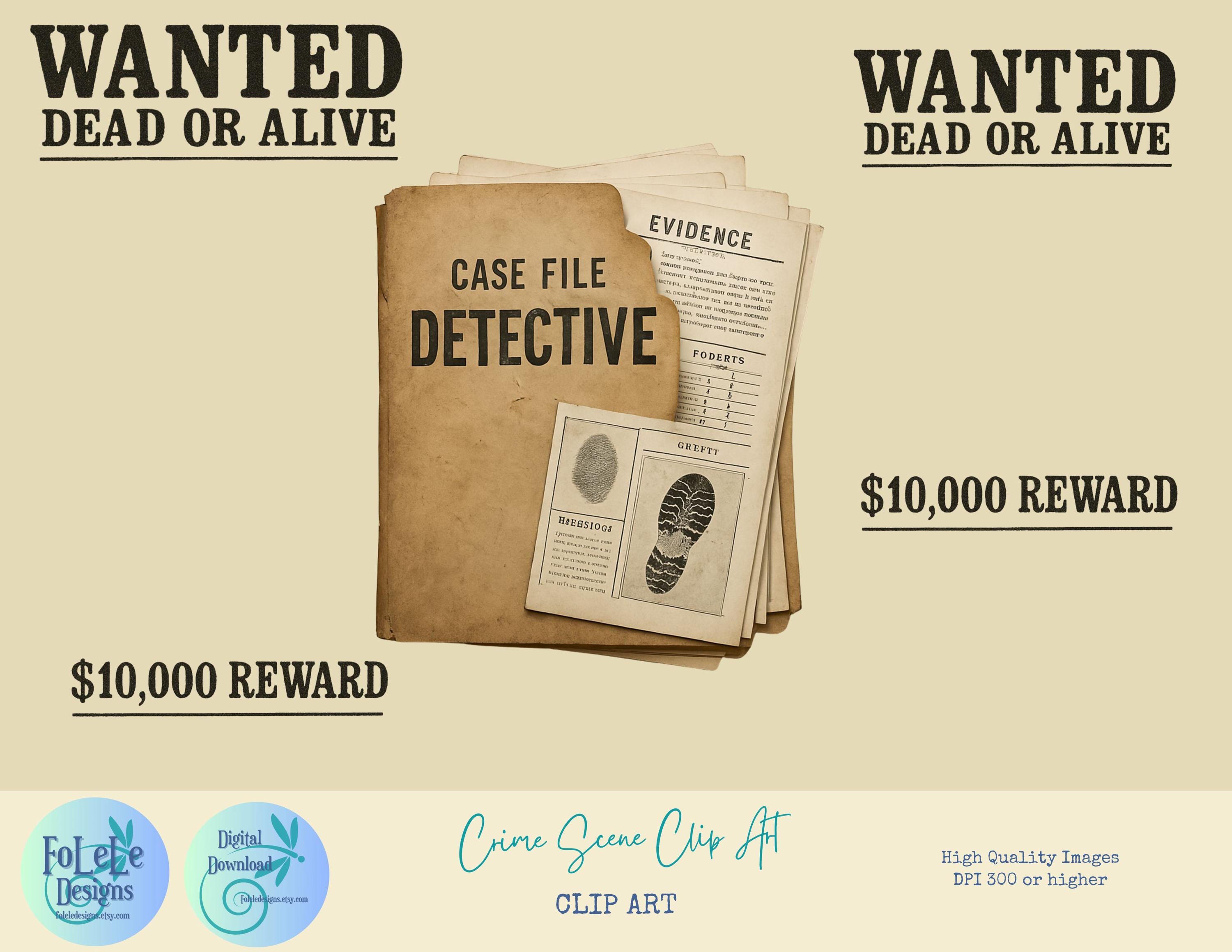 Crime Scene Clip Art | 35 High-resolution Pngs | Wanted Posters | Blood ...