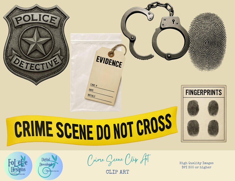 Crime Scene Clip Art | 35 Pngs, Blood Splatter, Wanted Posters (digital ...
