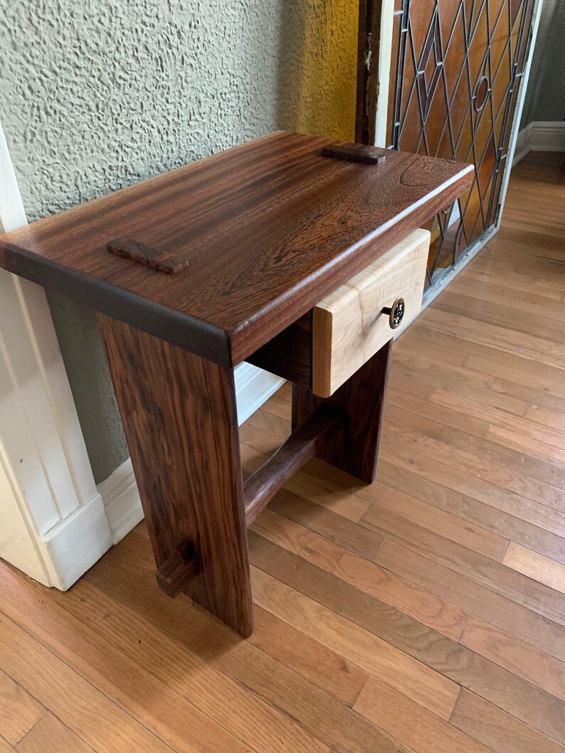 African Mahogany and Walnut Side Table - Etsy