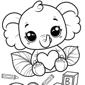 Kids Coloring Pages: Cute Baby Animal Friends - Etsy