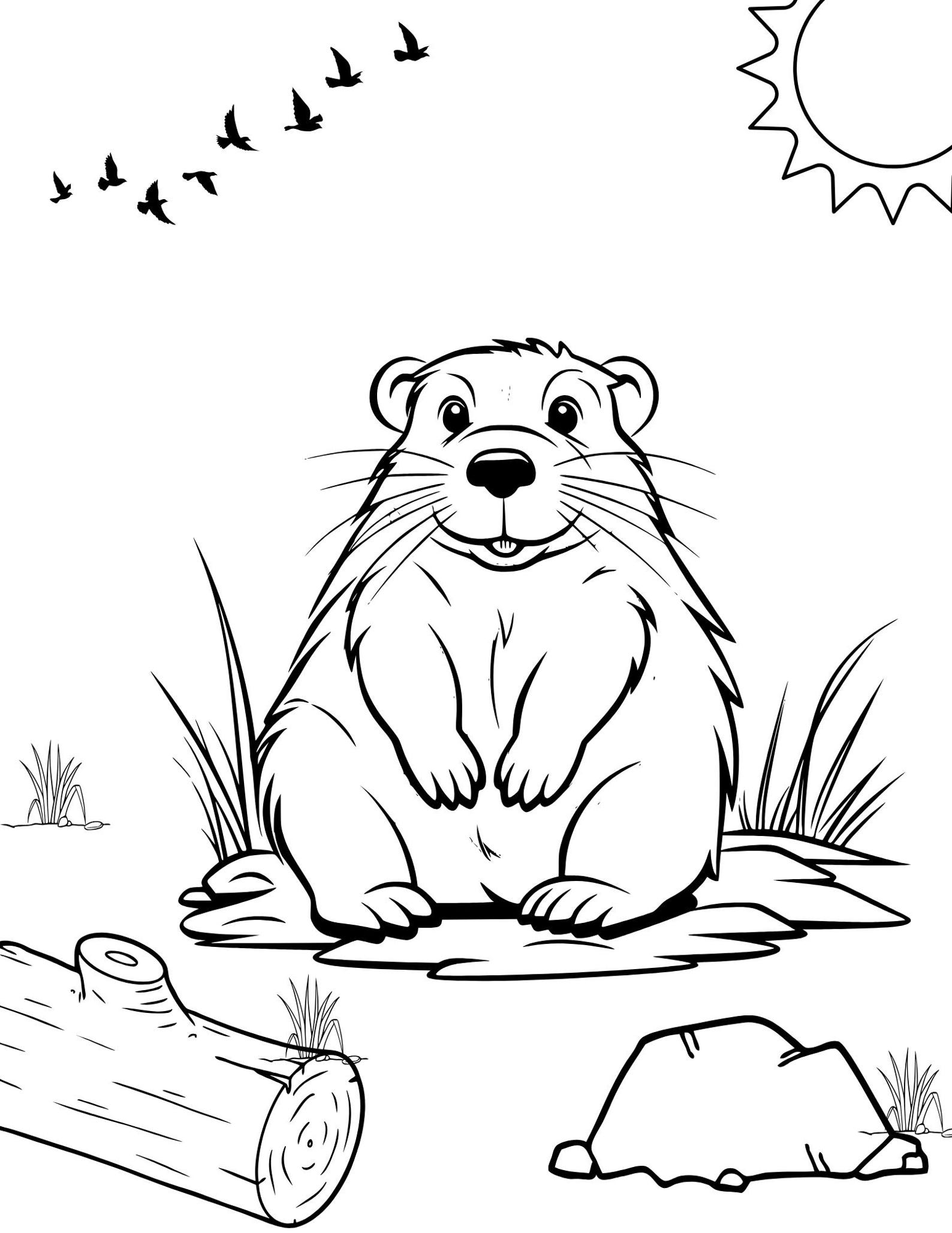 Beaver Having Fun in the Sun Coloring Page - Etsy