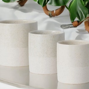 Two Tone White Modern Planter Round Cylinder Flower Pot Decorative ...