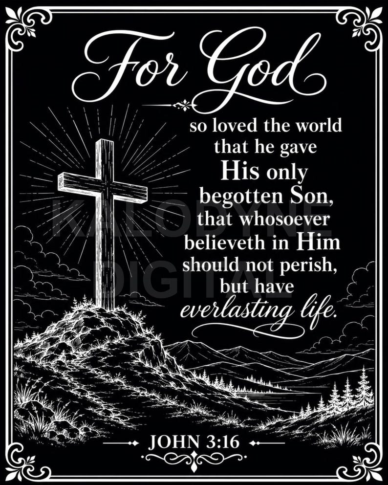 John 3:16 | Christian Cross SVG PNG Bible Verse Plaque | Laser ...
