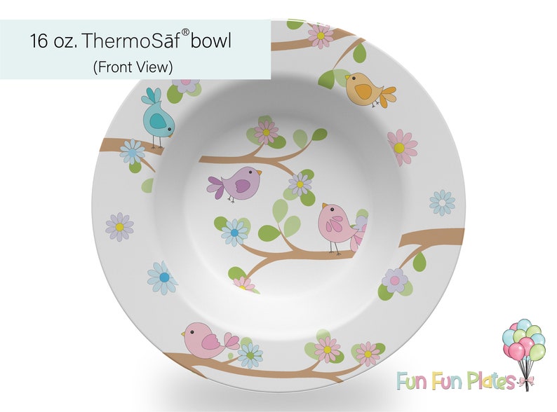 Pretty Birds Personalized Dinnerware Set | Toddler Birthday Gift Idea ...