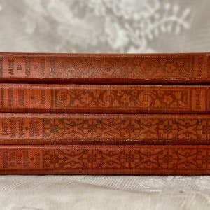 Antique Book Stack, Set of 4 Rare Antique Books, Small Decorative Red ...