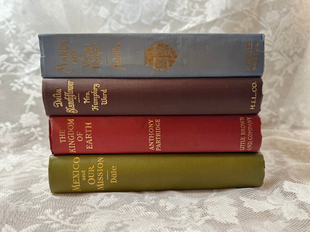 Antique Book Stack, Set of 4, Rare Antique Books, Book Bundle, Herman ...
