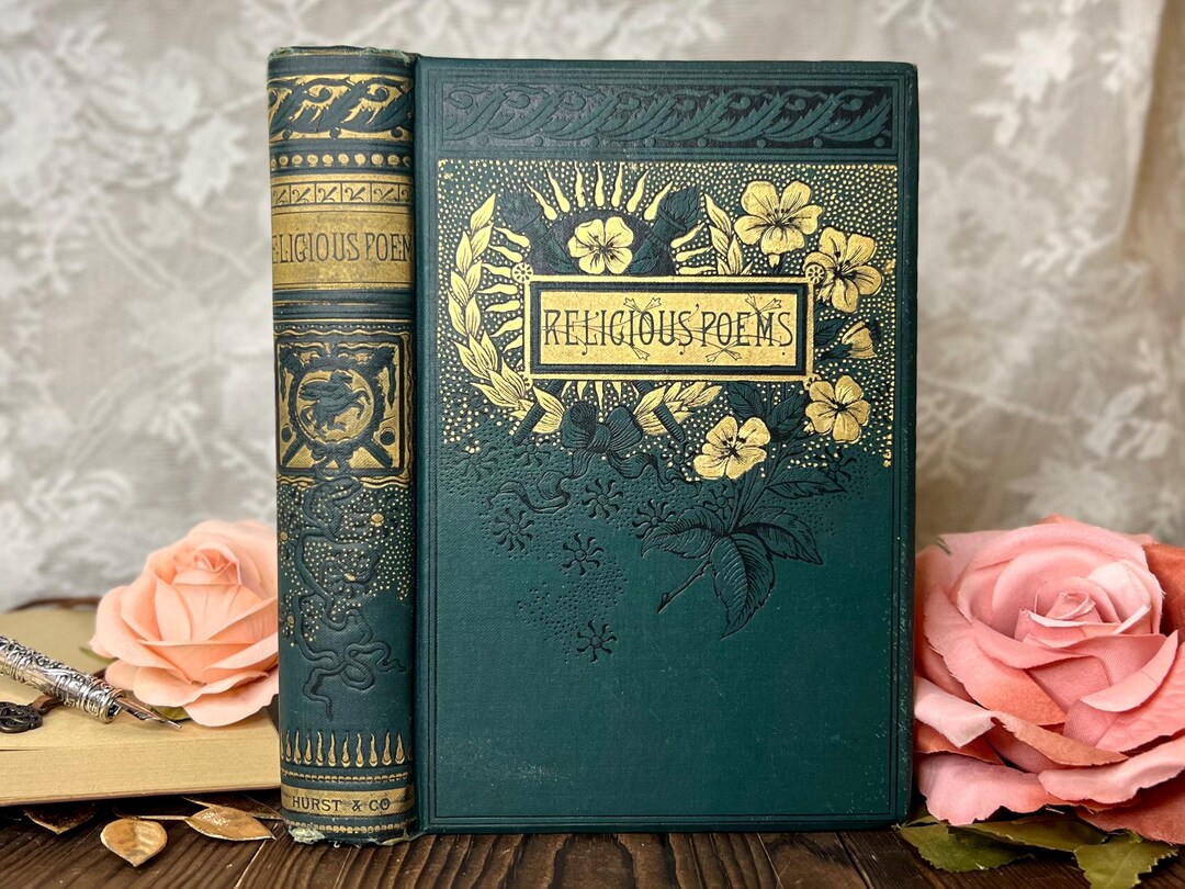 1880s Religious Poems, Rare Antique Book, Hurst’s Poets Red Line ...