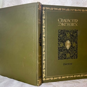 Antique Book Stack, Set of 2 Rare Antique Books, Character Sketches ...