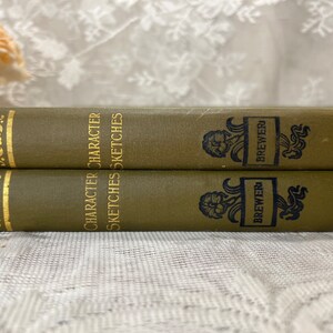Antique Book Stack, Set of 2 Rare Antique Books, Character Sketches ...