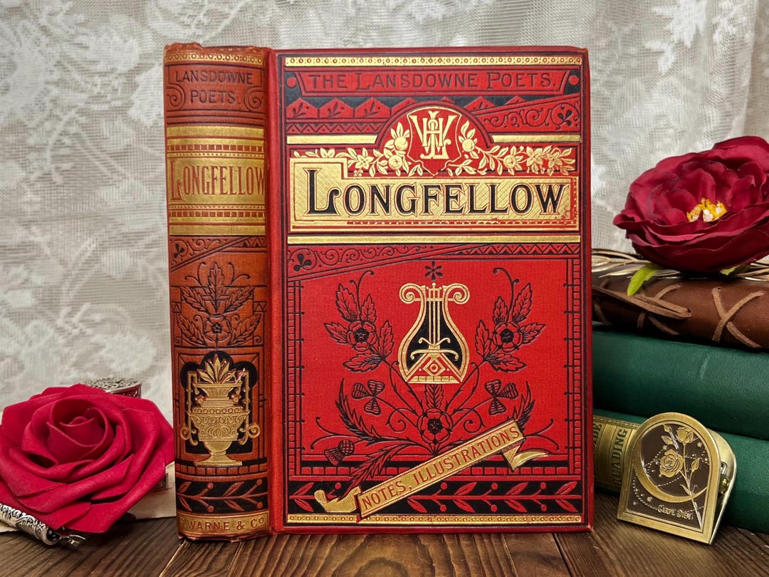 Poetical Works of Longfellow, 1880s Rare Antique Book, Red Victorian ...
