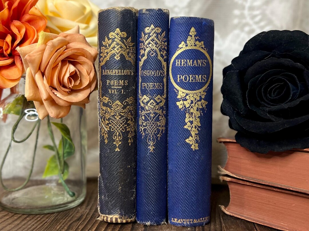1860s Antique Book Stack, Set of 3 Rare Antique Books, Tattered ...