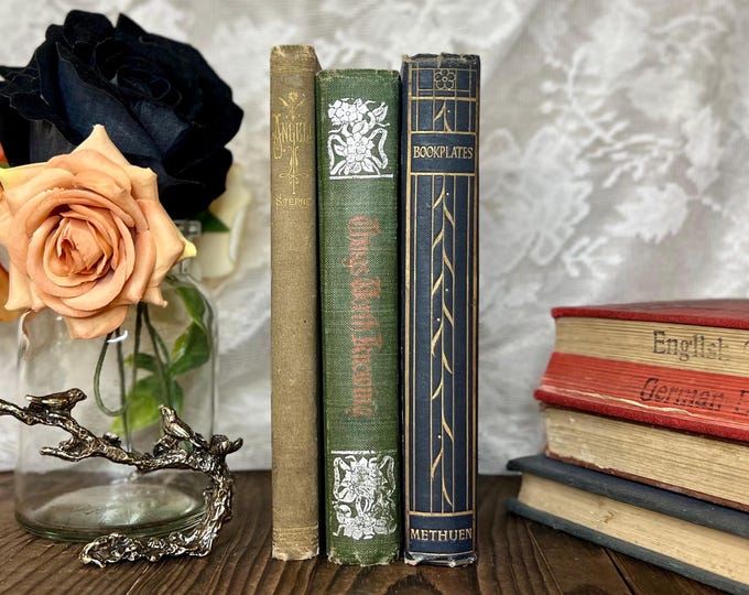 Antique Book Stack, Set of 3 Rare Antique Books, Tattered Distressed ...