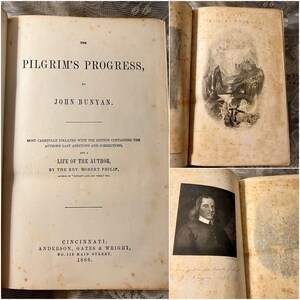 1860 Pilgrim’s Progress and Holy War, John Bunyan, Rare Antique Book ...
