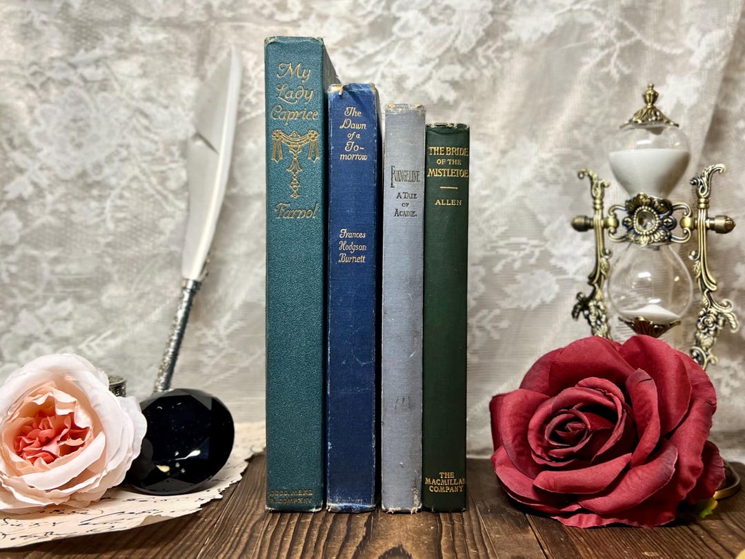 Antique Book Set: 1900s Decorative Blue Green & Gold Library Decor - Etsy