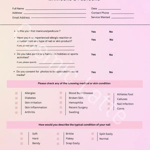 Nail Tech Business Client Forms Cards Consultation Cancellation Policy ...