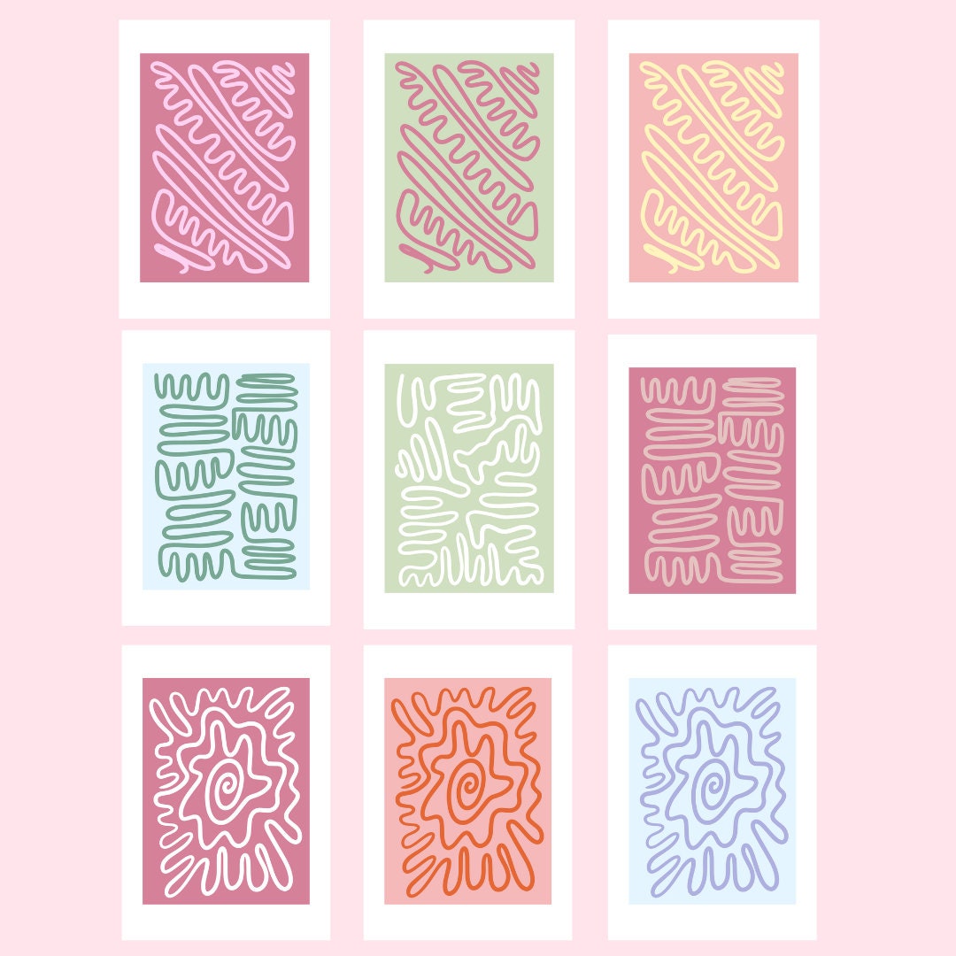 30 Abstract Weird Squiggly Line Art Prints / Print Bundle for Wall ...