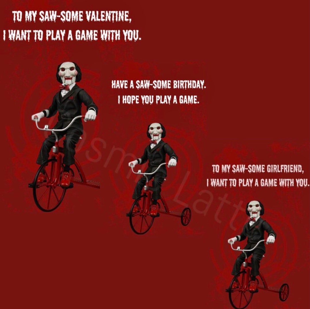 Jigsaw Billy Cards / Printable Digital Saw Film Birthday Valentines Day ...