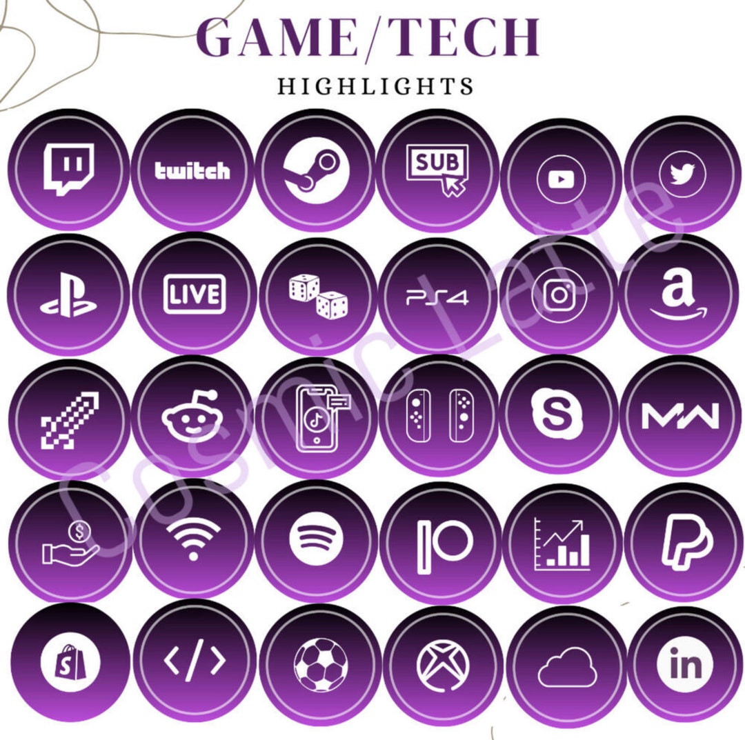 250 Gaming / Tech Instagram Highlights Covers for Twitch Streamers Tech ...
