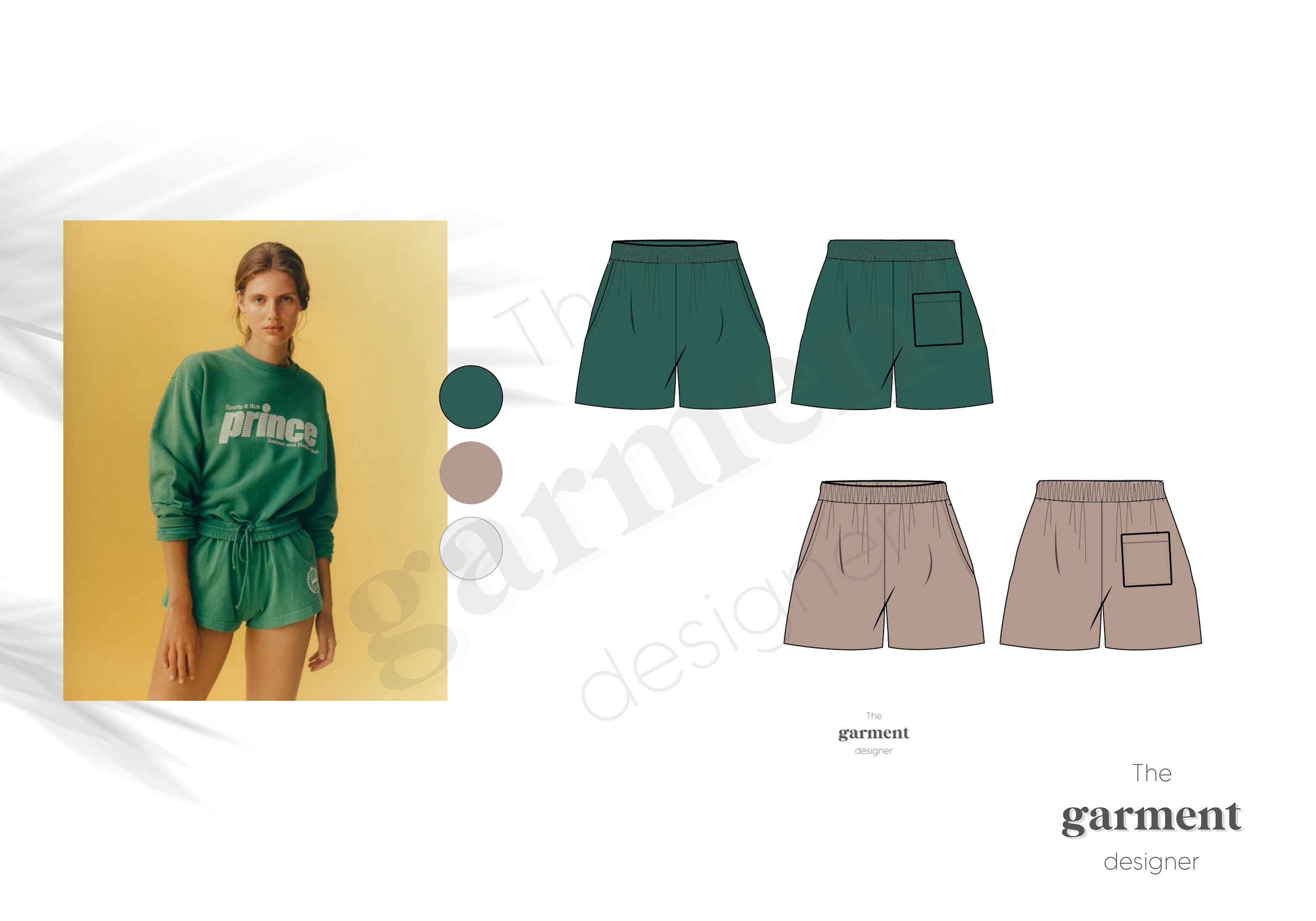 Sweat Shorts Tech Pack, Fashion Flat Template, Adobe Illustrator ...