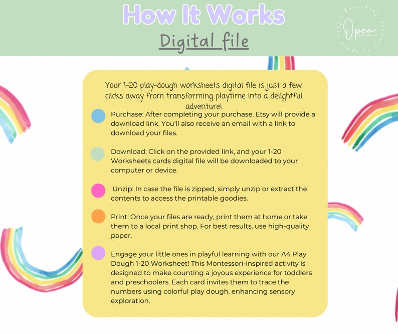 Montessori Play Dough 1-20 Worksheet: Hands-on Learning for Toddlers ...