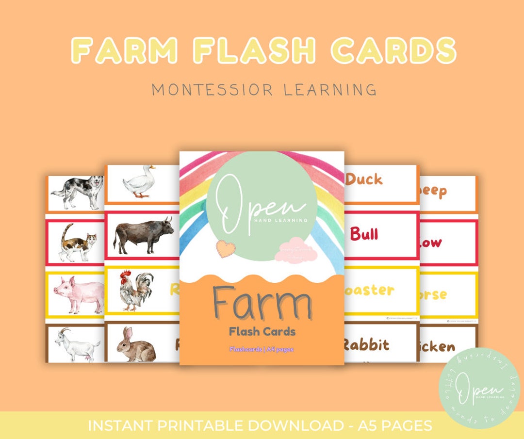 Farm Montessori Flash Cards | Early Learning - Etsy