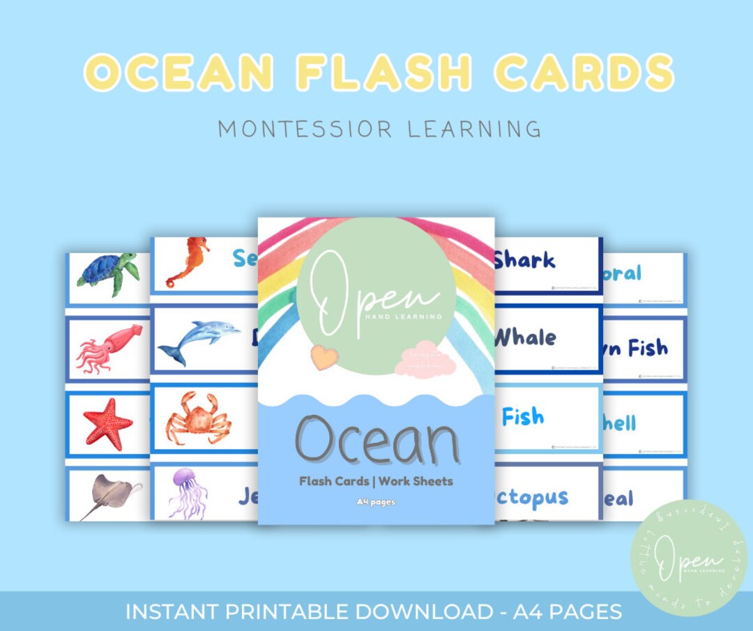 Ocean Montessori Flash Cards | Early Learning - Etsy