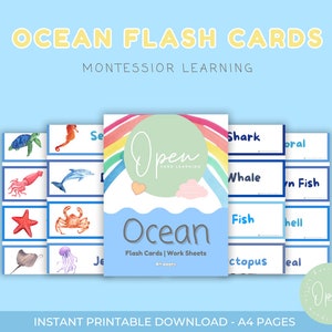 Ocean Montessori Flash Cards | Early Learning - Etsy