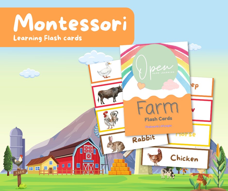 Farm Montessori Flash Cards | Early Learning - Etsy