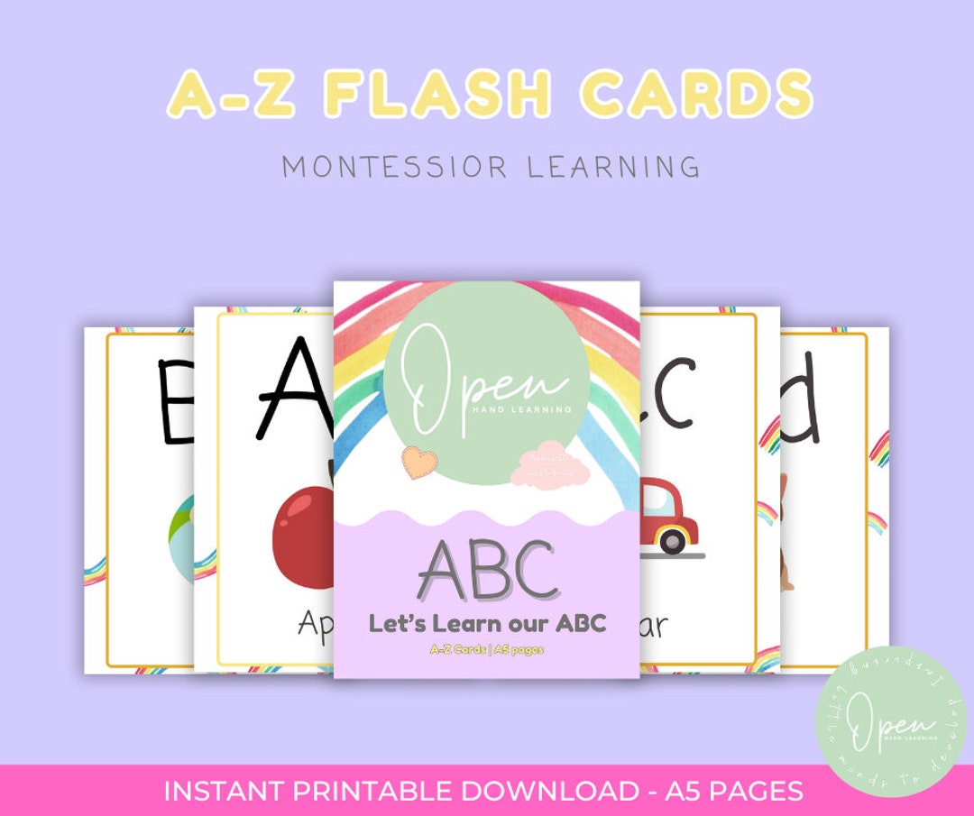 A-Z Flash Cards | Preschool Montessori Learning - Etsy
