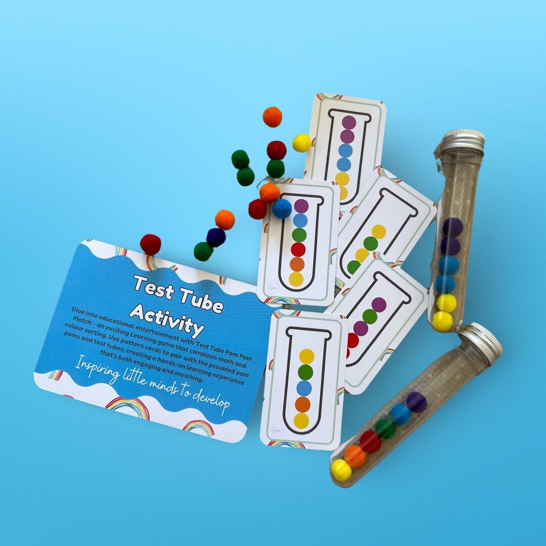 Toddler Test Tube Busy Bag | Pom Pom Match - Etsy