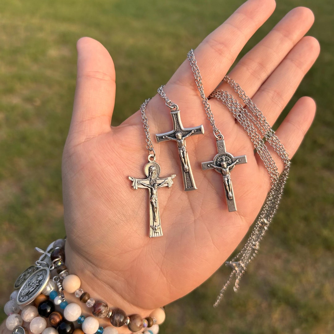 Crucifix Cross Necklaces | Stainless Steel | Holy Trinity, Textured ...