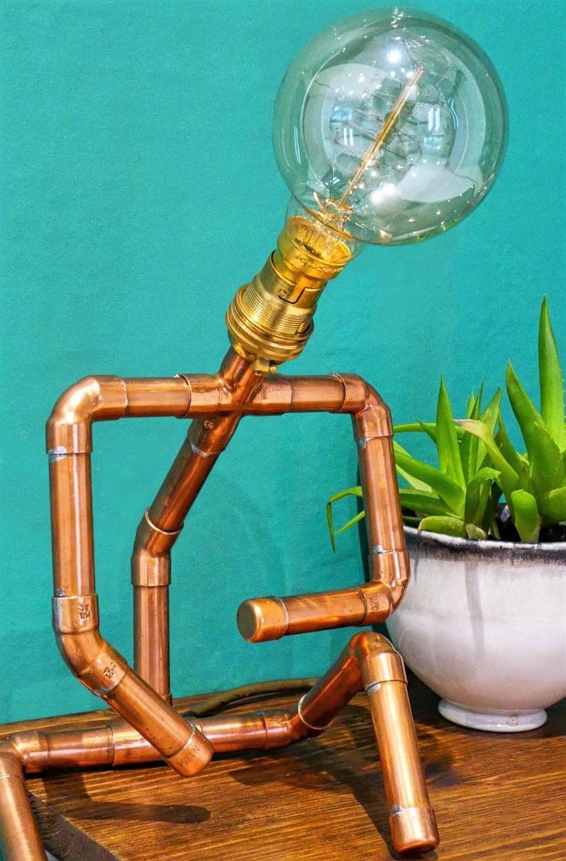 Copper Pipe Sitting Man Lamp With Filament Bulb - Lucas - Etsy