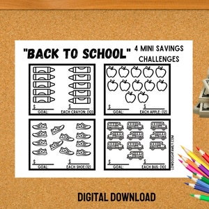 Back to School Saving Challenge, 4 Mini Savings Challenge, Sinking ...