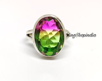 Watermelon Tourmaline Ring, Women Ring, Tourmaline Quartz Ring, 925 ...