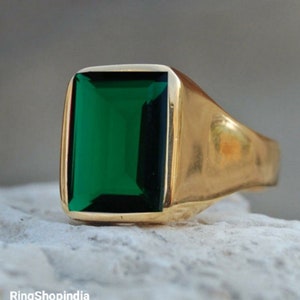 Emerald Cut Signet Ring 925 Sterling Silver Signet Ring Emerald Quartz ...